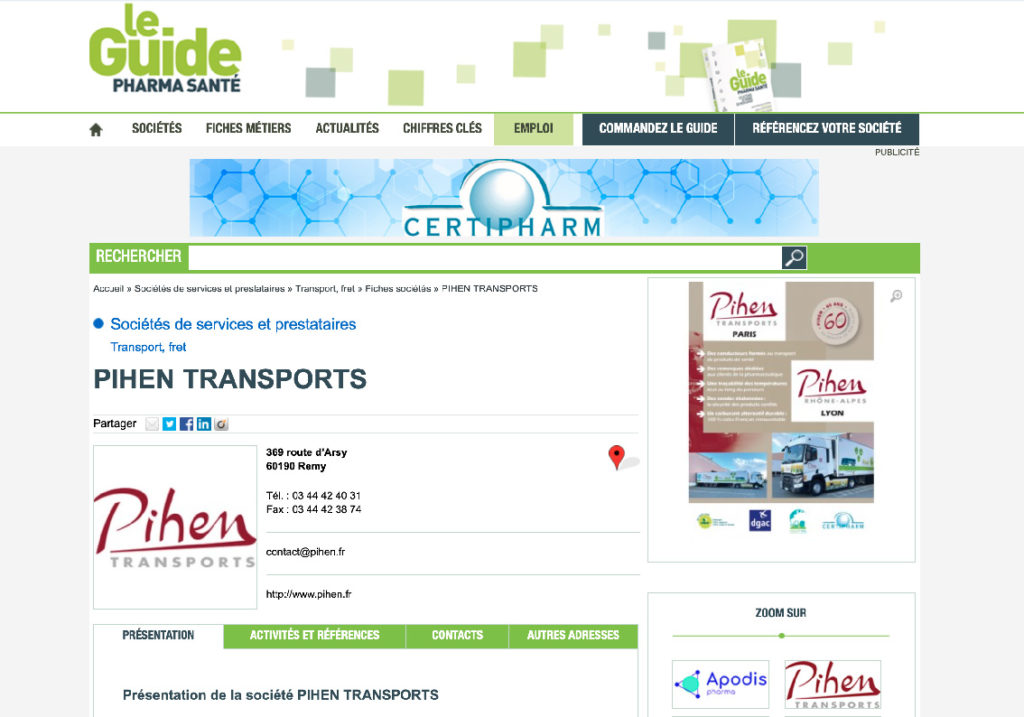 PIHEN référencé dans le Guide Pharma Santé - Pihen